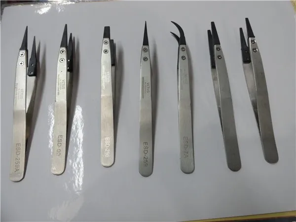 ESD-259AX 141mm Replaceable Head Antistatic Tweezers/Stable Conductive ...
