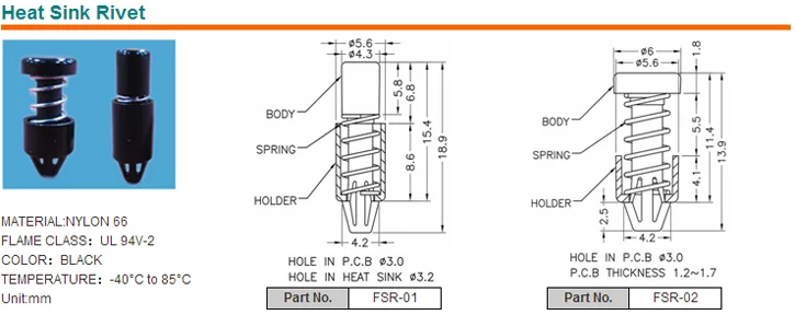 HSR-1 Heat Sink Spring Mount Rivet - Efficient Cooling