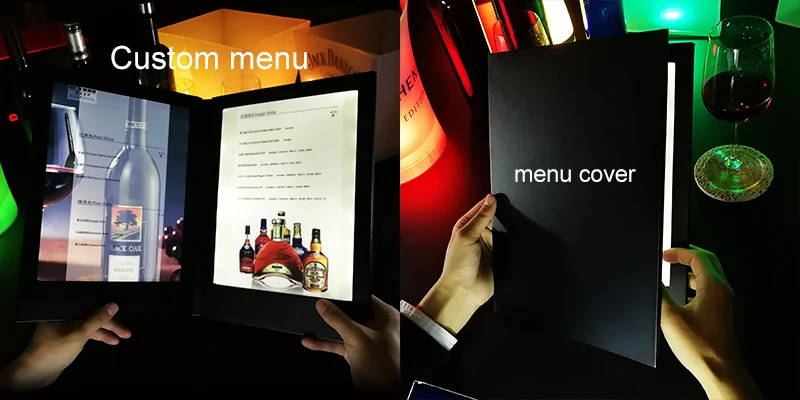 Leather LED Menu Holder - Elegant Drink Menu Book Covers