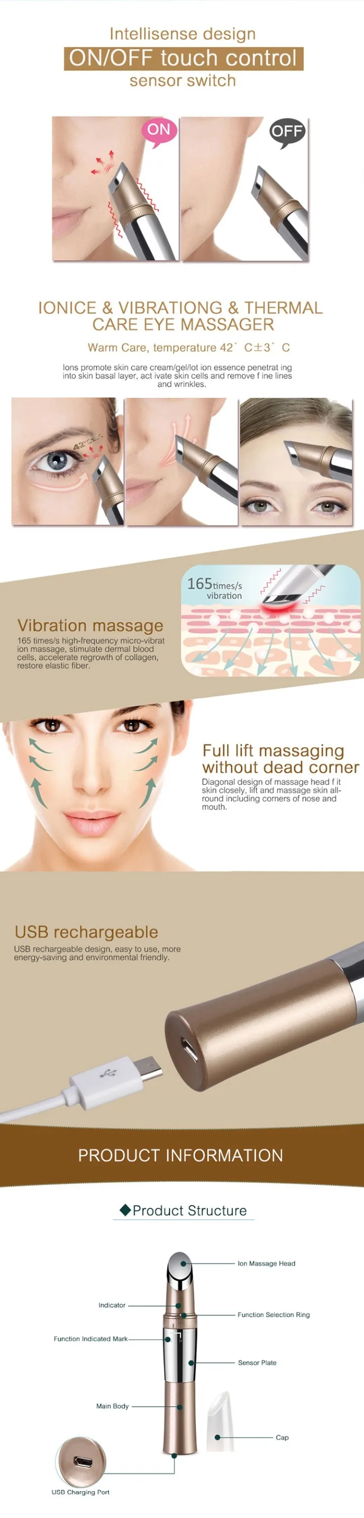 New Releases 2024 Top Anti Aging Eye Massage Equipment Ems Wand Dark ...