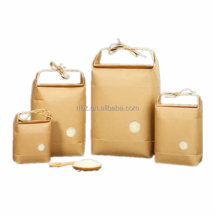 1kg Rice package kraft paper packaging bag brown kraft food paper bag ...