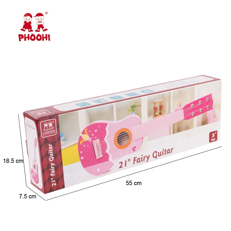 Children Fairy Musical Instrument 21 Inch Wooden Pink Kids Guitar Toy ...