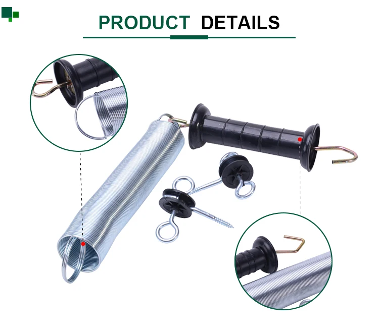 Electric Fence Gate Kit Spring Gate Handle Set with 16 Feet Tension ...