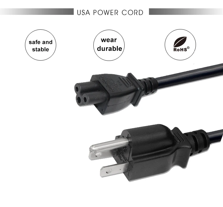 Iec 320 C5 Female Plug To Usa Monitor Power Cord 3 Pin Iec Electric ...