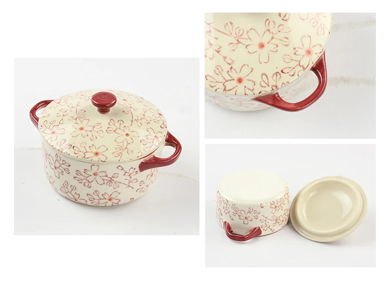 Mini Cute Restaurant Stoneware Soup Pots Pudding Cup Ceramic Bakeware ...