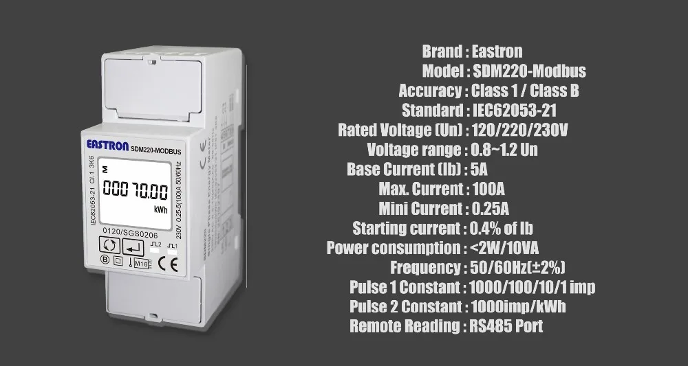 Sdm220-modbus Power Meter - Accurate Single Phase Energy Measurement