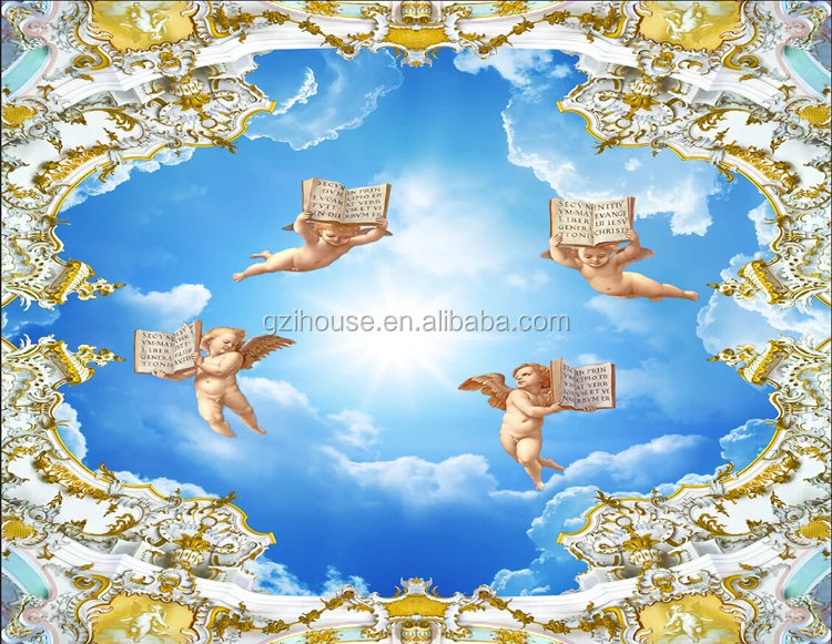 QA0219 european angel designs 3d ceiling mural| Alibaba.com