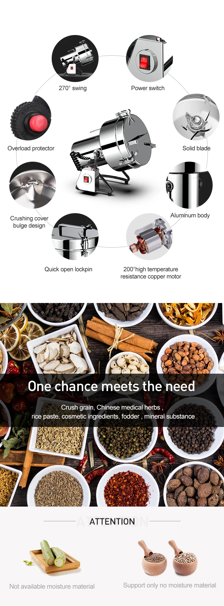 Horus Hr-50b Fine Craftsmanship Large Capacity Spice/grain Grinding And ...