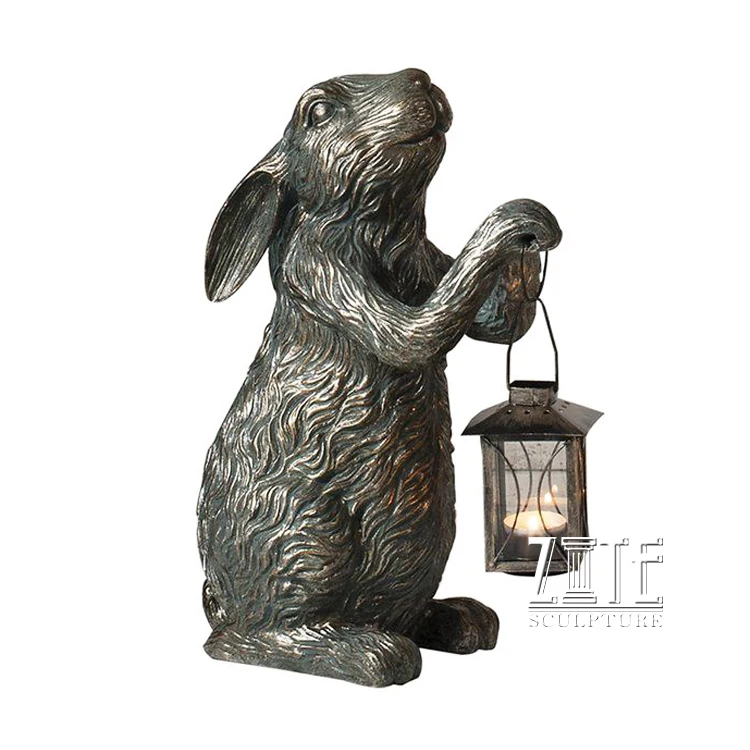 Outdoor Garden Bronze Rabbit Lantern Lamp Sculpture - Buy Rabbit Bronze ...