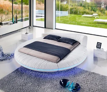 Modern Italian Style Leather Round Bed With Led Light - Buy Modern ...