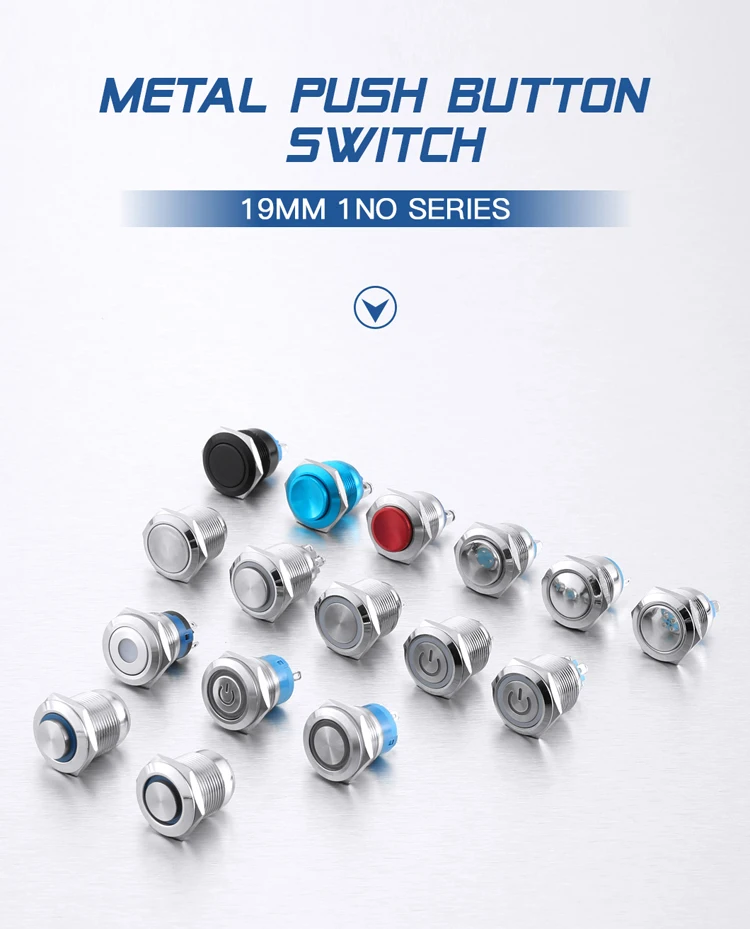 22mm Latching Switch1no1nc Ring Led 5pin Illuminated Ip67 Momentary ...