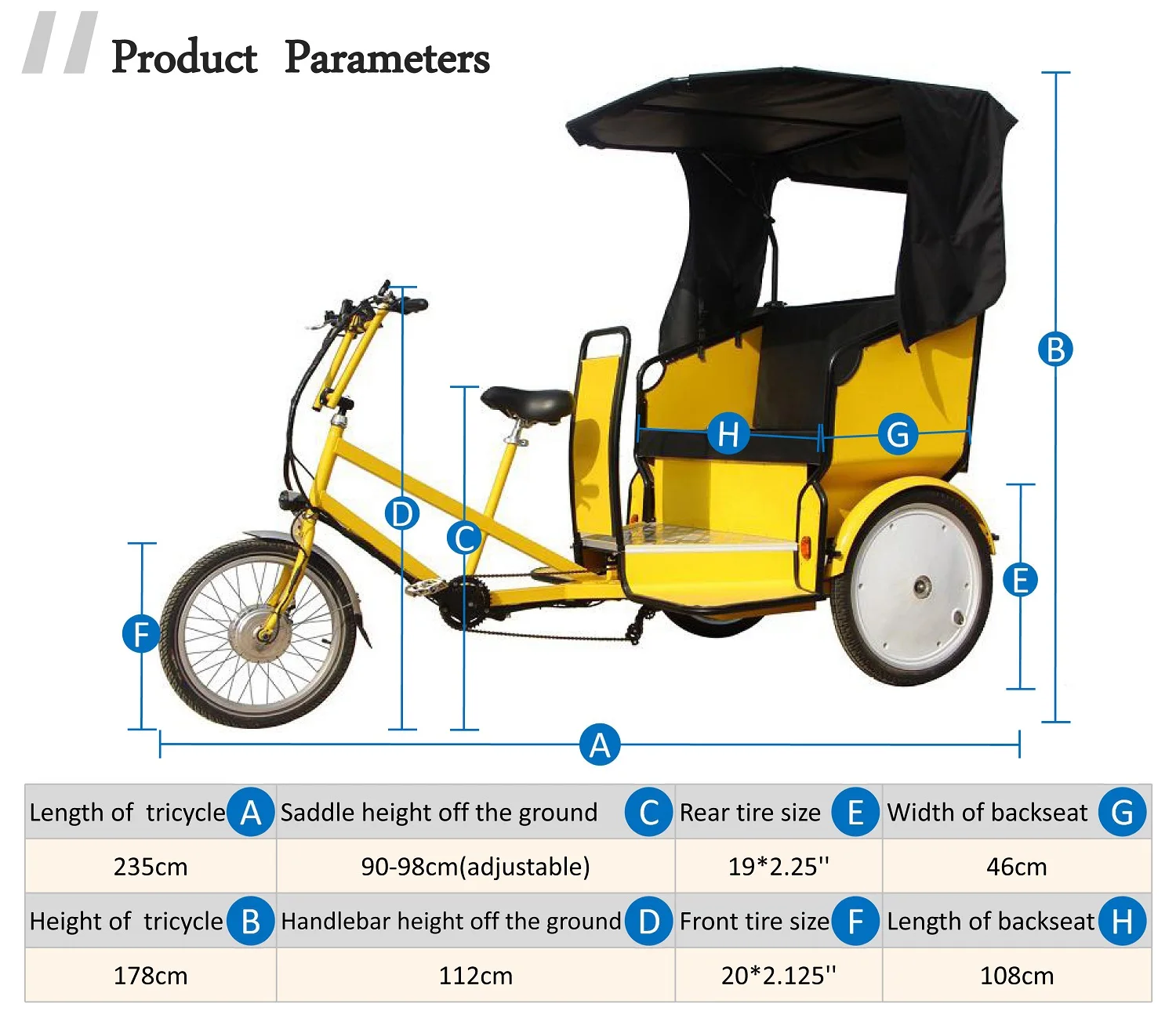Electric Pedicab Rickshaw - Efficient Passenger Tricycle