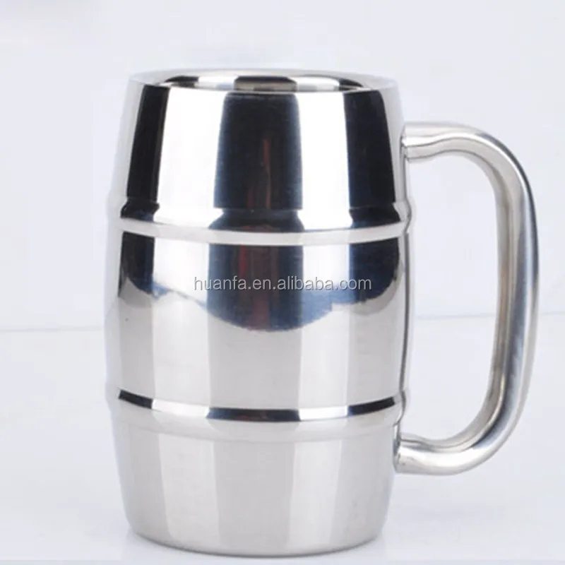18oz Double Wall Barrel Shaped Stainless Steel Beer Mug With Custom ...