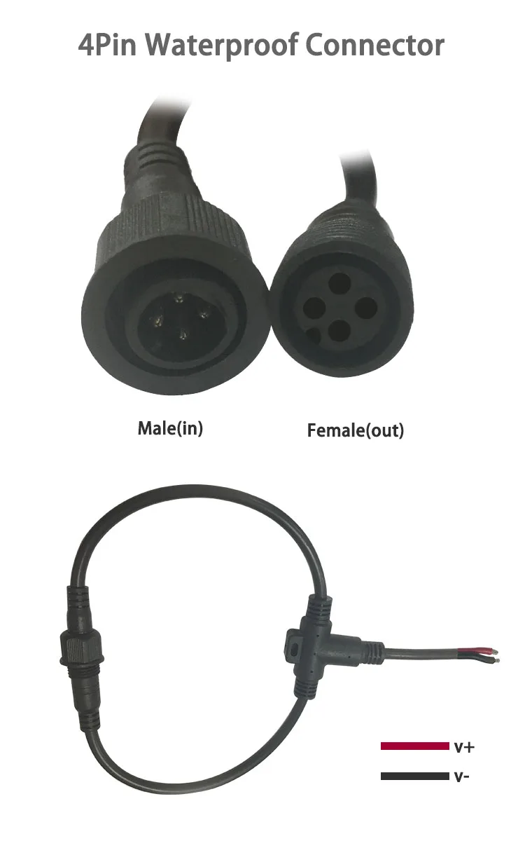 3pin 4pin 5pin 20AWG Outdoor Waterproof T Type Cable Connector for ...
