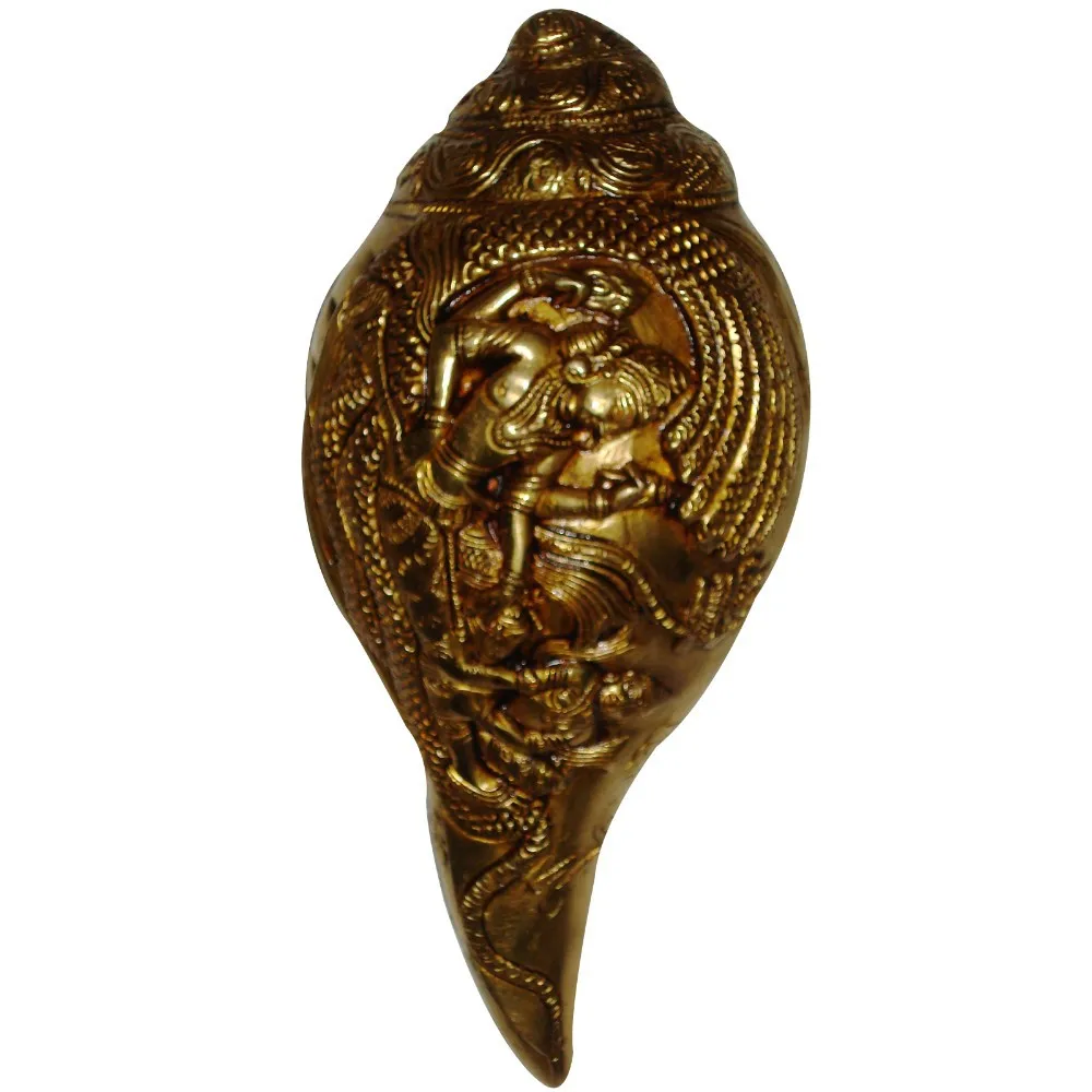 Lord Vishnu Conch Shankh Brass Made Religious Sculpture Statue Temple ...