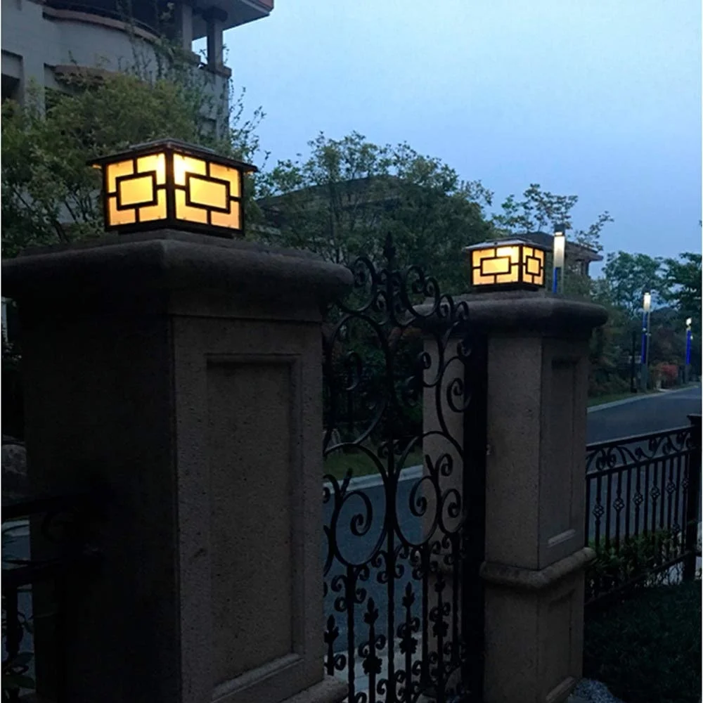 1.5w Garden Led Pillar Lamp Ip 65 Waterproof Outdoor Solar Powered Main ...