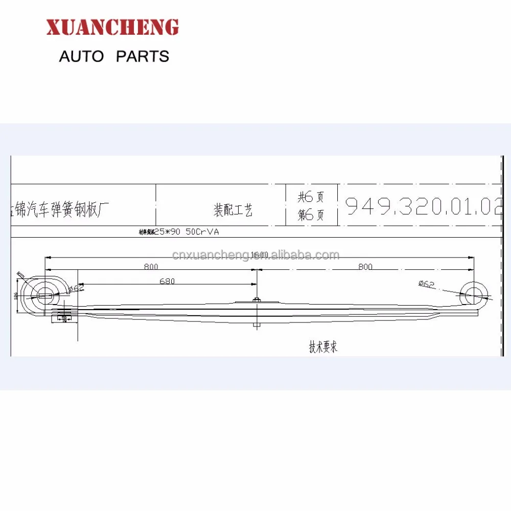 Heavy Truck Steel Leaf Spring for Benz Actros Leaf Spring 9493200102 ...
