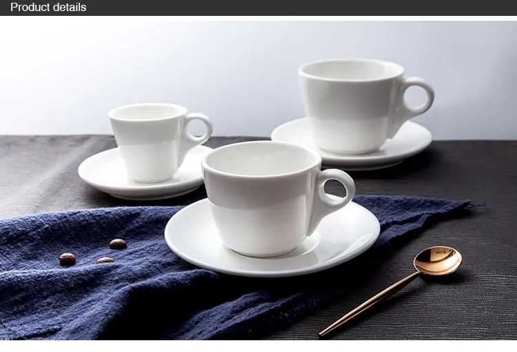 Custom Plain White Ceramic Espresso Cup & Saucer Set