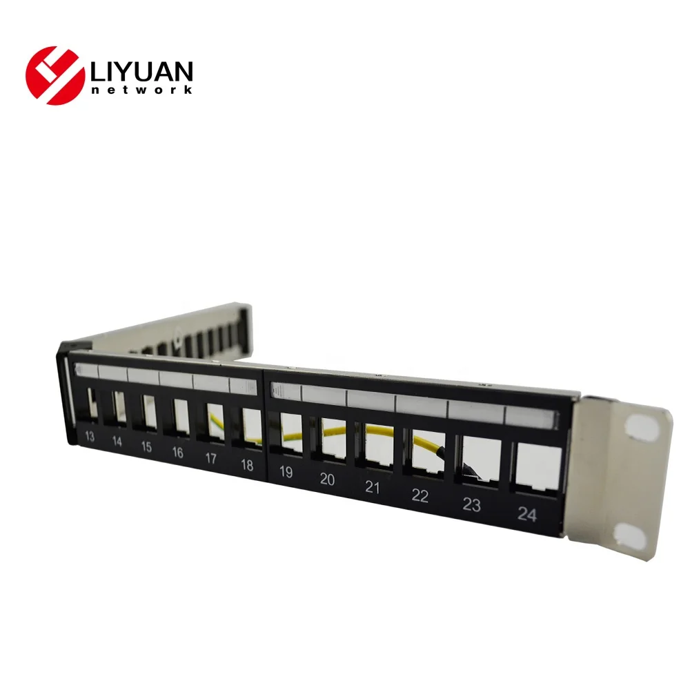 LIYUAN 1U Height 24 Ports Angle Patch Panel STP LAN Network Adapter ...