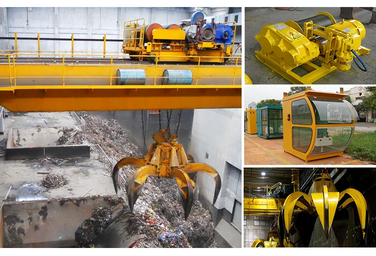 Garbage Grab Overhead Crane Lifting Capacity 8 Ton For Garbage Disposal ...
