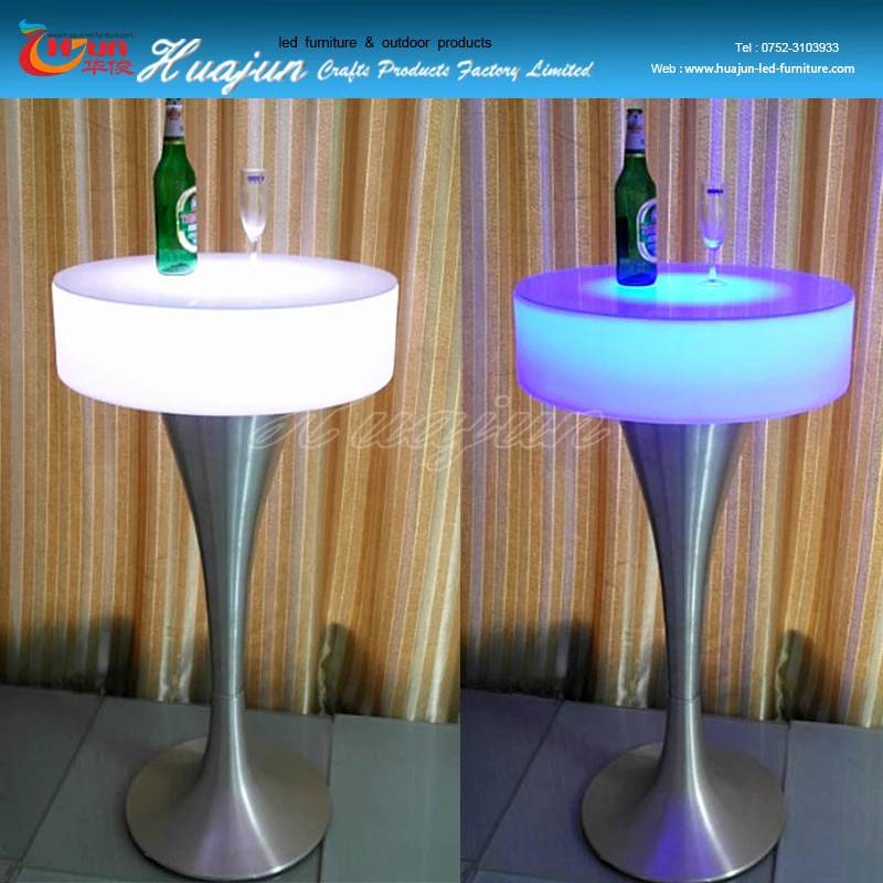 Stainless Steel Base Rechargeable Colorful LED Light Bar Table
