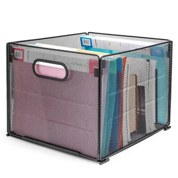 Amazon Office Desk Metal Mesh Foldable Storage Crate Folder File ...