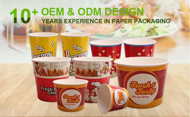White Cardboard Paper Packaging Buckets - Disposable & Customizable
