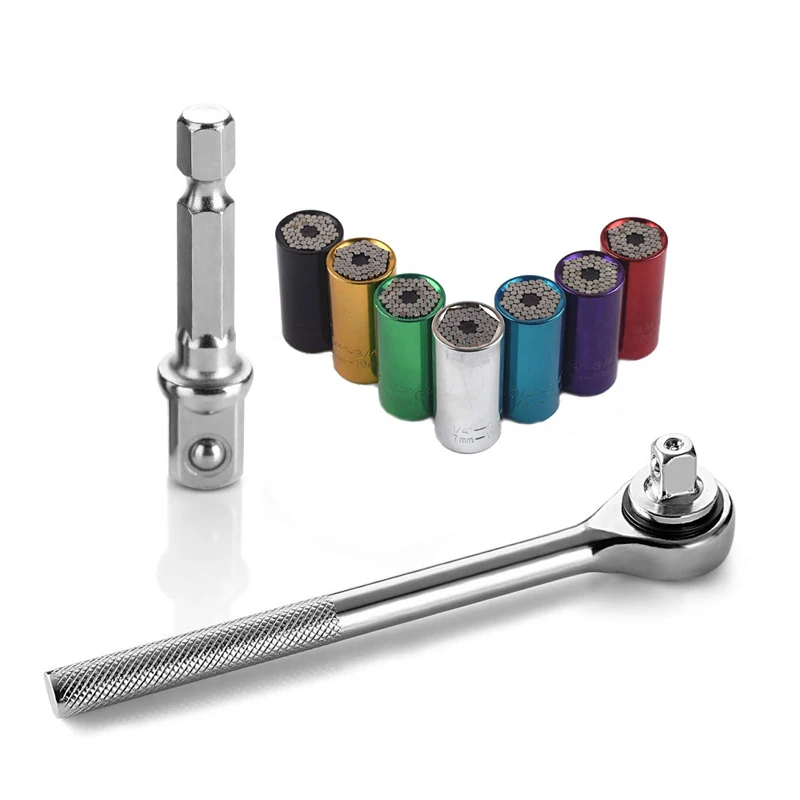 Universal Socket,7mm-19mm Self Adjusting Wrench Metric Socket Set ...