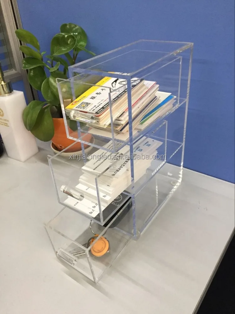 See Through Clear 3 Tier Lucite Perspex Organizer Box Acrylic Desktop ...
