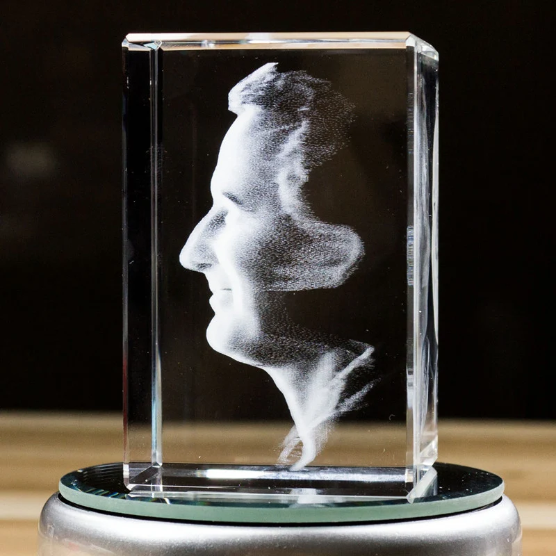 Clear 3D Laser Engraved Crystal Cube Photo Frame Gifts