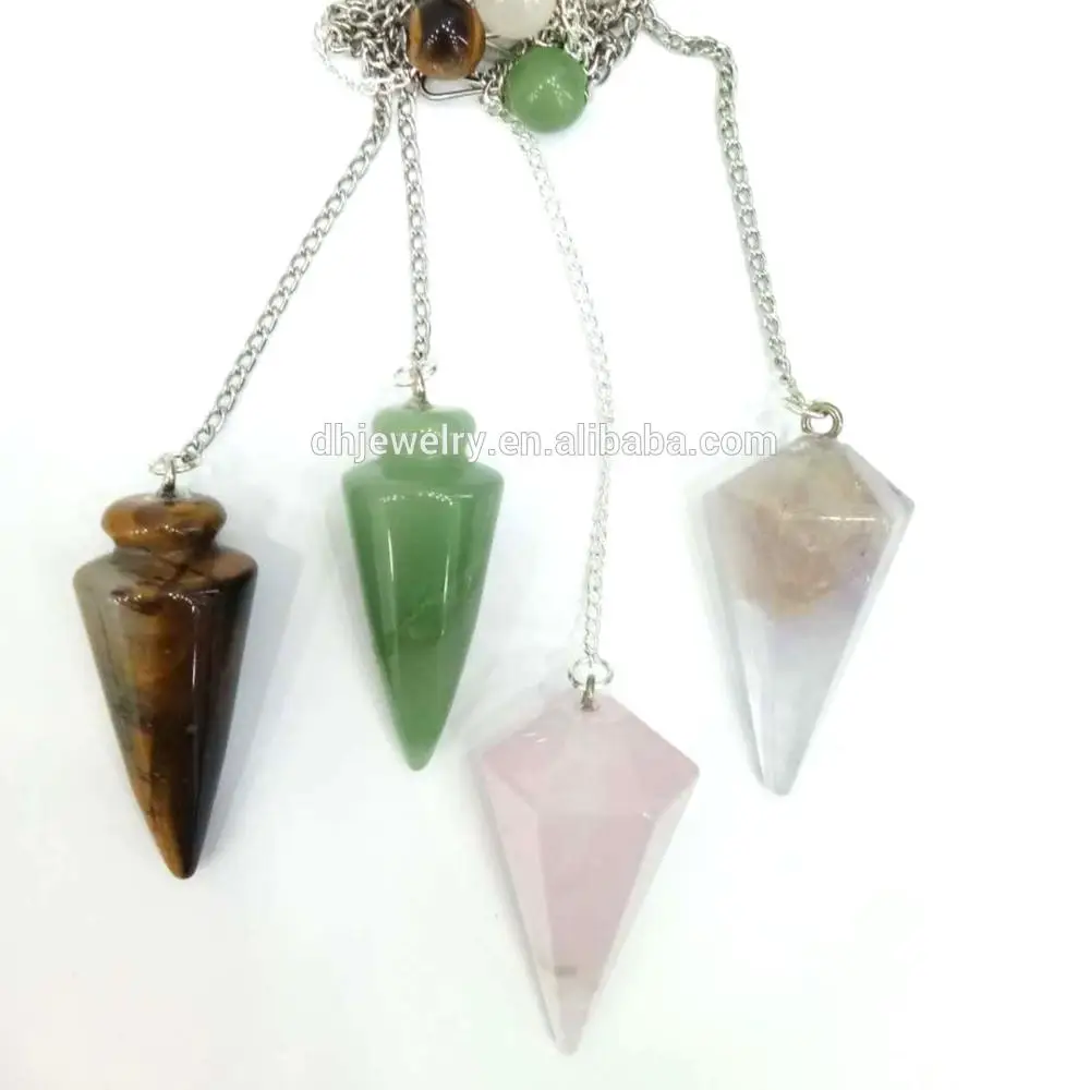 Hexagon Pyramid Natural Stone Healing Crystal Amulet Reiki Pendulum ...