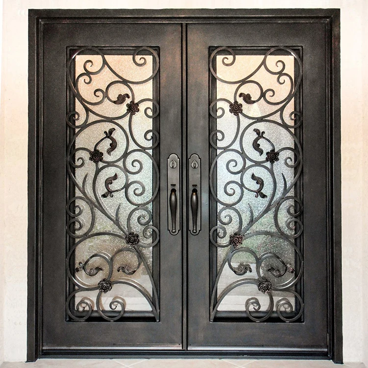 Double Entry Wrought Iron Patio Doors - Durable & Stylish