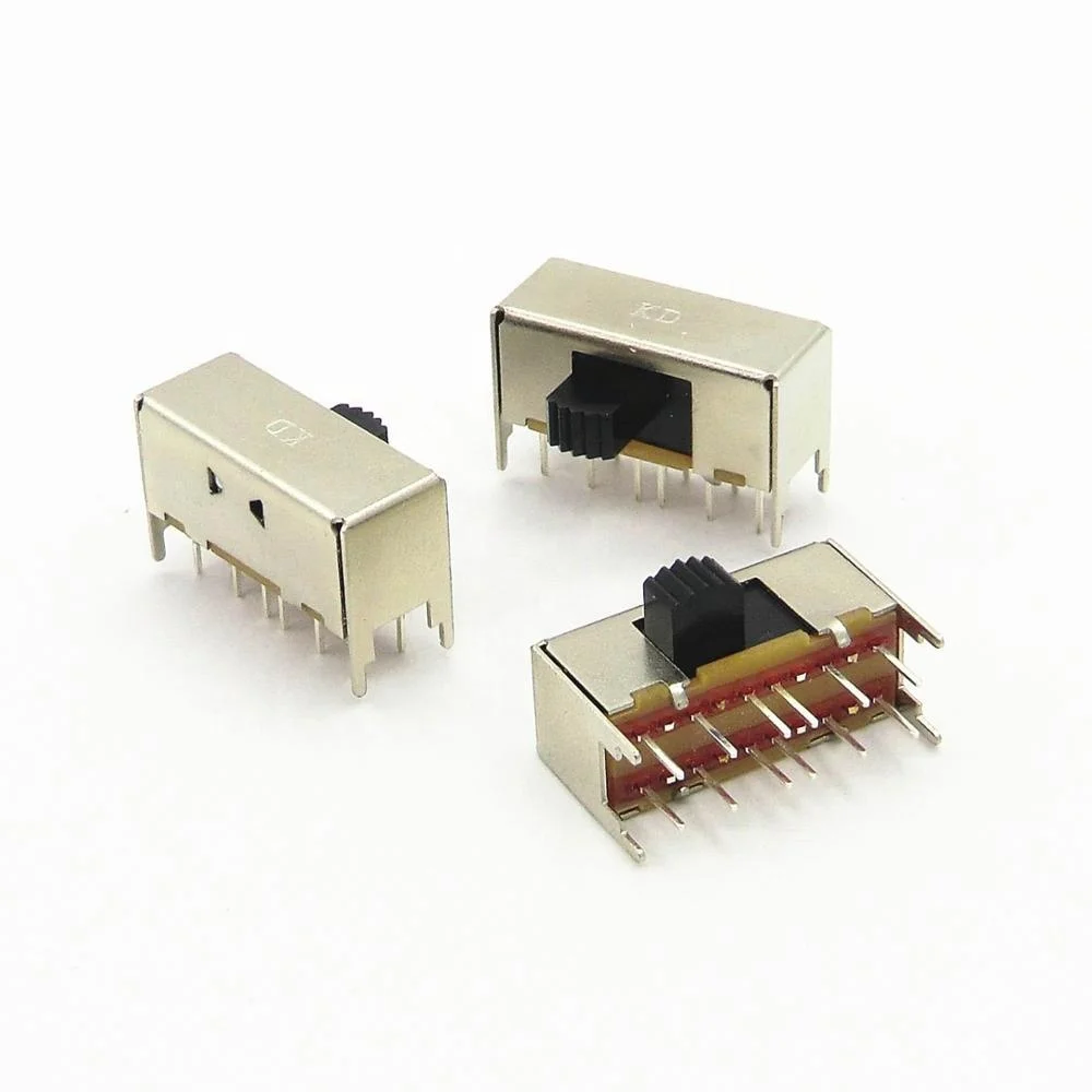 Momentary 12 Pin Slide Switch - 4 Pole 2 Position Dual Rows