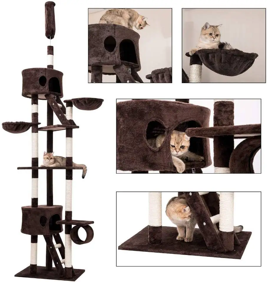 Easy To Assemble Dangling Hammock Cat Tree Cat Play Climbing Activity ...
