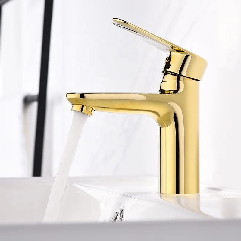 Modern Brass Gold Luxury 1 Hole Wash Basin Mixer Tap Cupc Upc Vanity ...