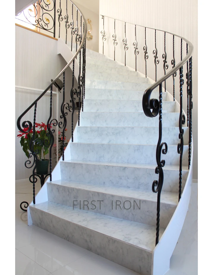 Modern Japanese Style Wrought Iron Curved Stair Railings,Simple Iron ...