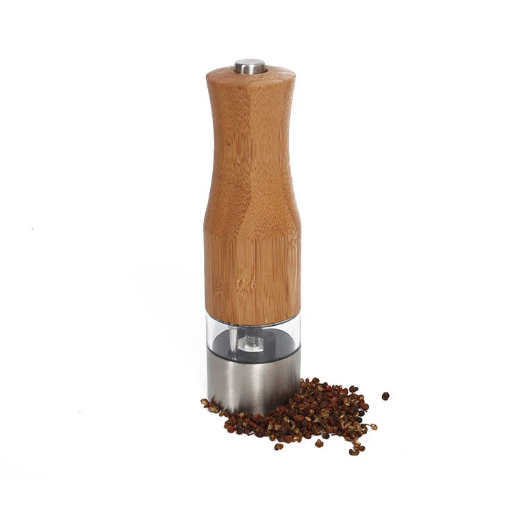 Adjustable Kitchen Bamboo Salt Pepper Mill Grinder Set Ceramic ...