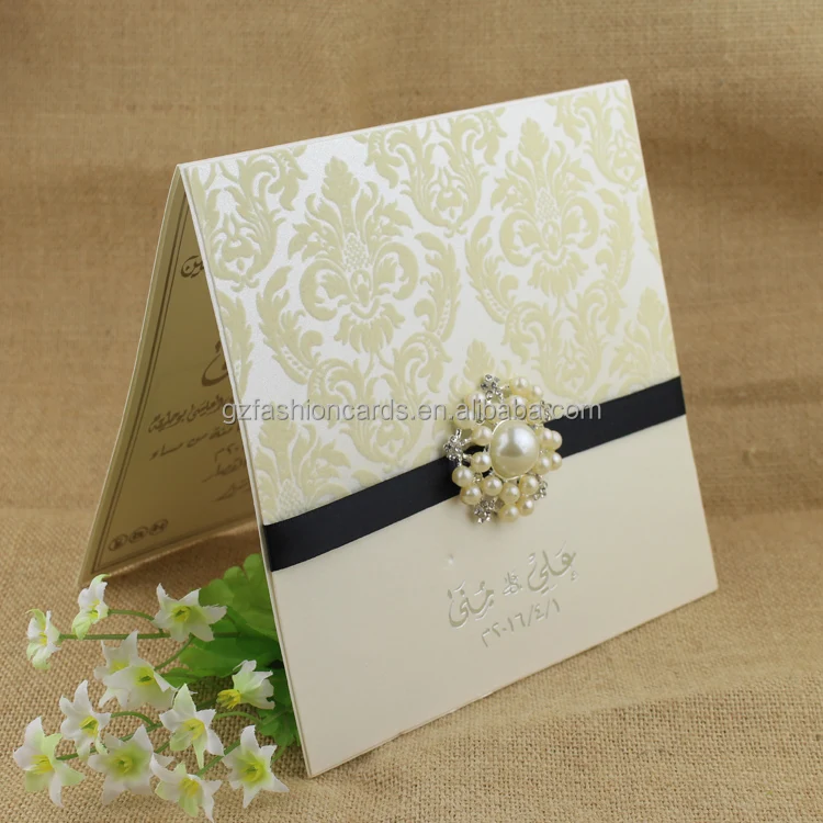 Custom Chic Cream Color Flocking Square Wedding Invitation Models - Buy ...
