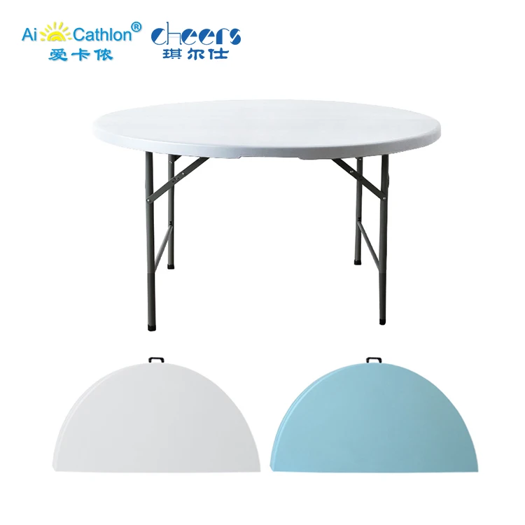 Round 6 Seater Plastic Folding Table And Chair Portable Folding Table ...