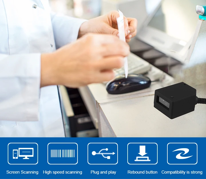 Industrial Fixed Barcode Scanner - CCD Sensor for A4