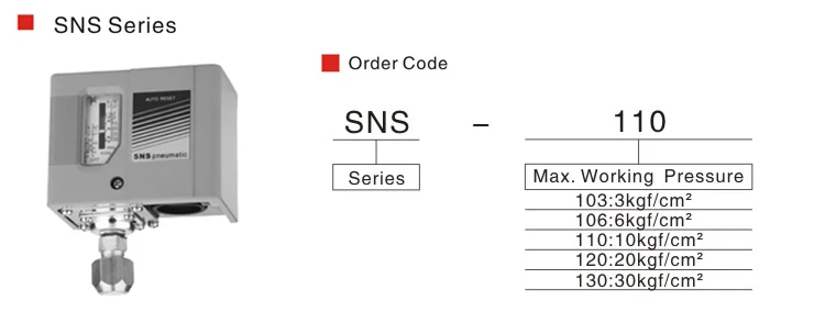 SNS-130 New Air Compressor Water Pump Pressure Control Switch