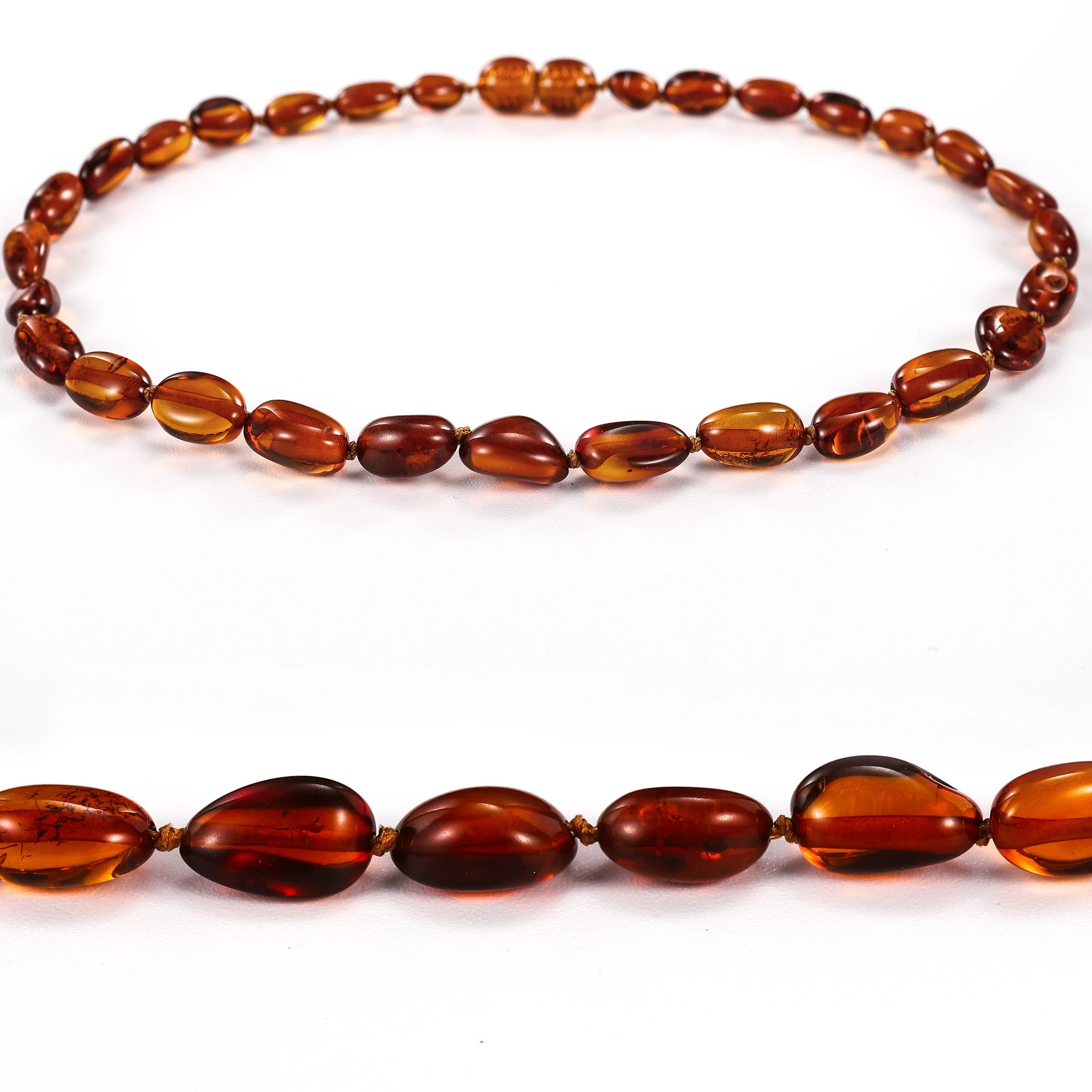 Dy New Born Gift Cognac Real Baltic Ember Necklace Oval Bean Kids ...