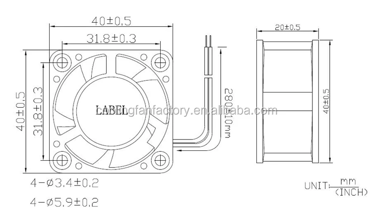5V DC Brushless 40mm Axial Flow Cooling Fan 40x40x20 Plastic Blades OEM ...