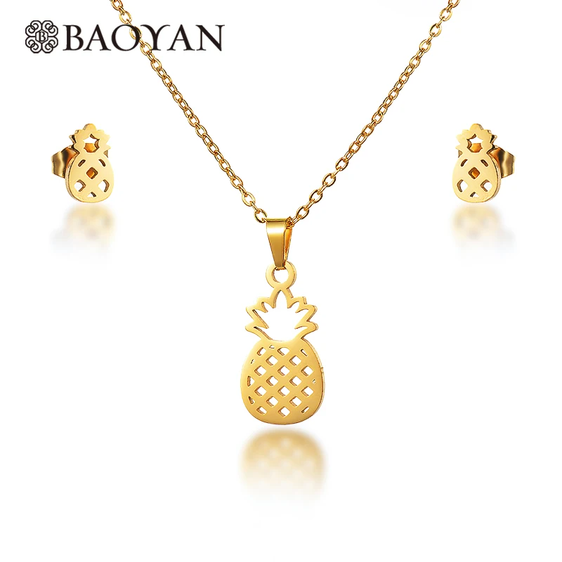 BAOYAN Bisuteria Fashion 18k Gold Plated Jewelry Pineapple Stainless ... BAOYAN Bisuteria Fashion 18k Gold Plated Jewelry Pineapple Stainless ...