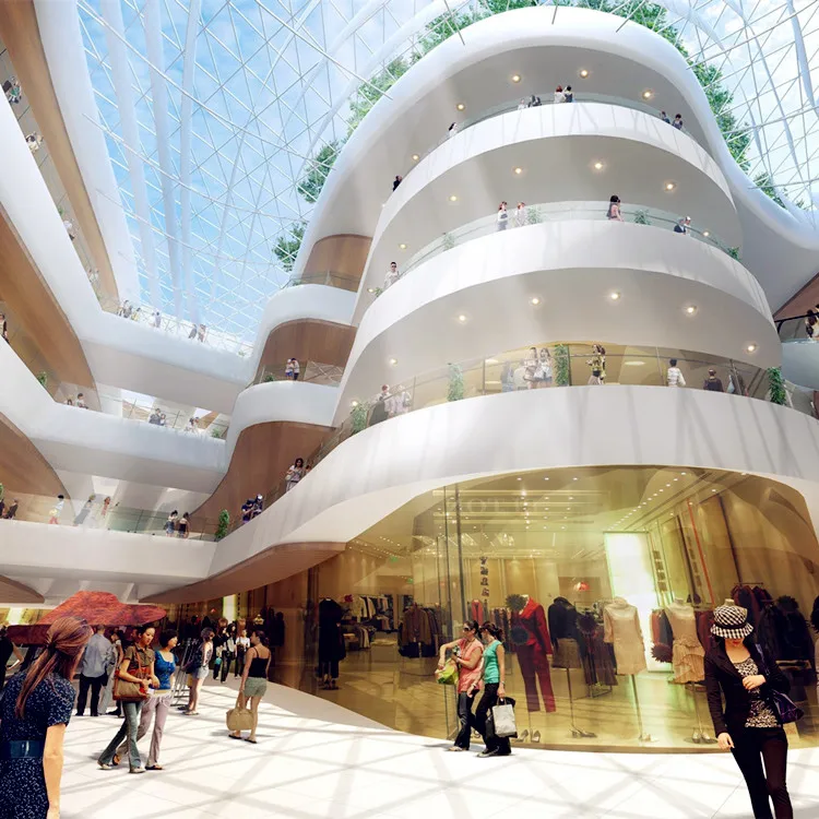 Steel Space Frame Glass Skylight Roof Prefabricated Shopping Mall ...