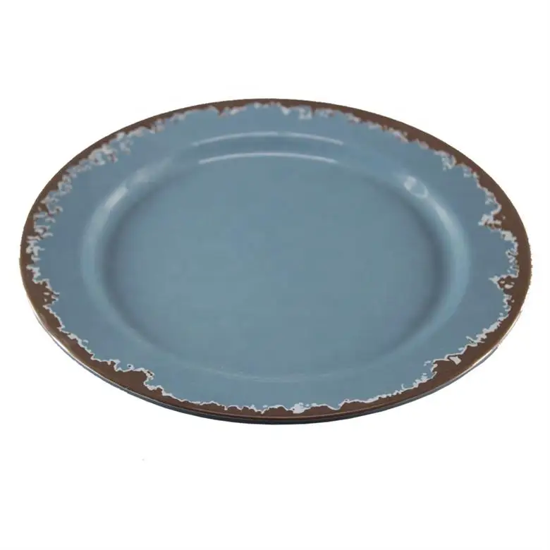 Vintage Style Blue Melamine Dinner Plate Rustic Dessert Dishes - Buy ...