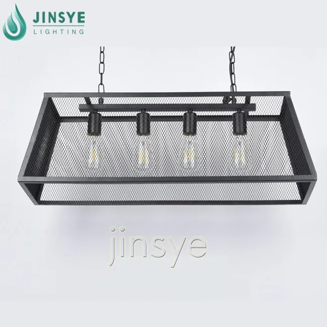 Industrial Design Hanging Light Trapezoid/rectangle Black Large Iron ...