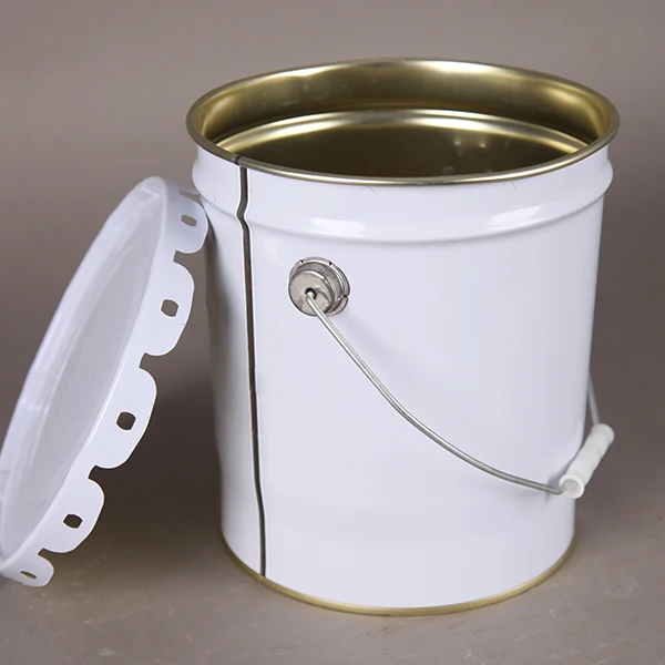 10 Liters-20 Liters Tinplate Metal Bucket with Wooden Paint Bucket with ...