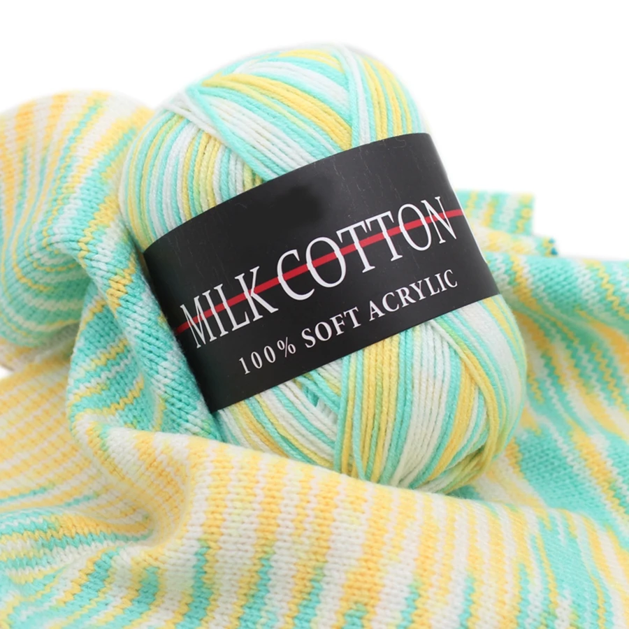 COOMAMUU New Rainbow Color Milk Cotton Hand Knitting Features Wool Yarn ...