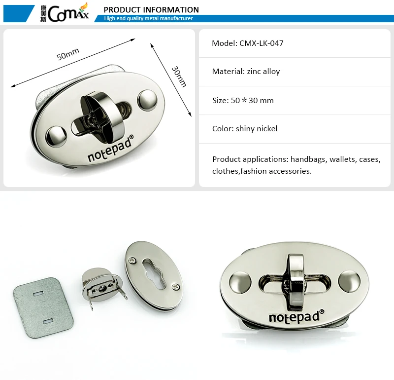 Wholesale Metal Push and Turn Lock Logo Color Custom Closures Bag Twist ...